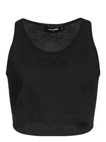 Dsquared2 Cotton Jersey Crop Top - Black
