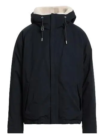 Sandro Cotton Jacket With Shearling Trim - Navy