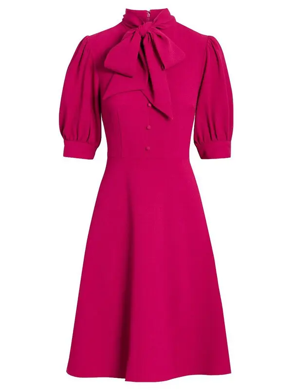 MIKAEL AGHAL Crepe Pussy-bow Dress - Fuchsia