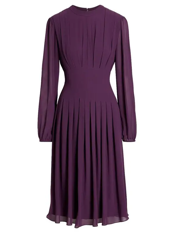 MIKAEL AGHAL Pleated Crepe De Chine Midi Dress - Violet