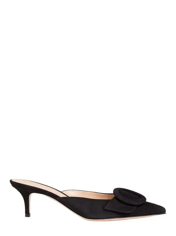 GIANVITO ROSSI Portofino 55 Buckled Mules - Black