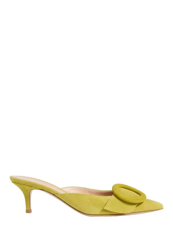 GIANVITO ROSSI Portofino 55 Buckled Mules - Lime Green