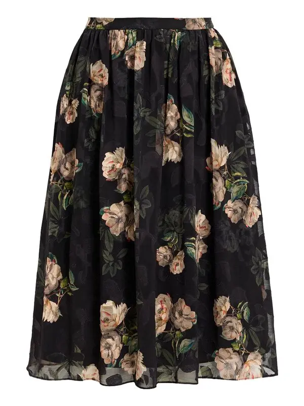 MIKAEL AGHAL Floral-print Fil Coupé Chiffon Skirt - Pastel Orange