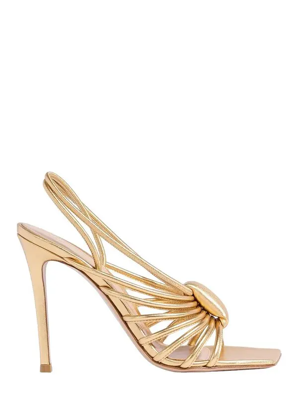 GIANVITO ROSSI Hellen Metallic Leather Slingback Sandals - Gold