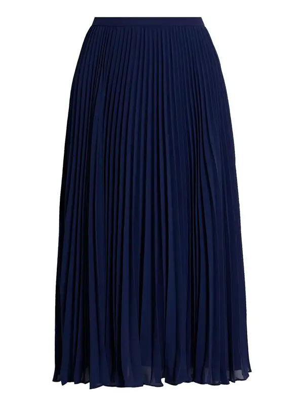 MIKAEL AGHAL Pleated Chiffon Midi Skirt - Navy