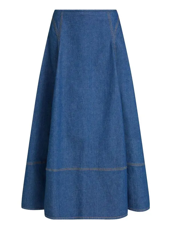 Zimmermann Denim Midi Skirt - Mid Denim