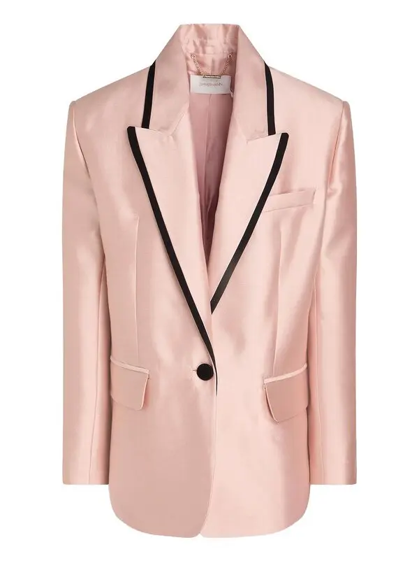 Zimmermann Wool And Silk-blend Blazer - Blush