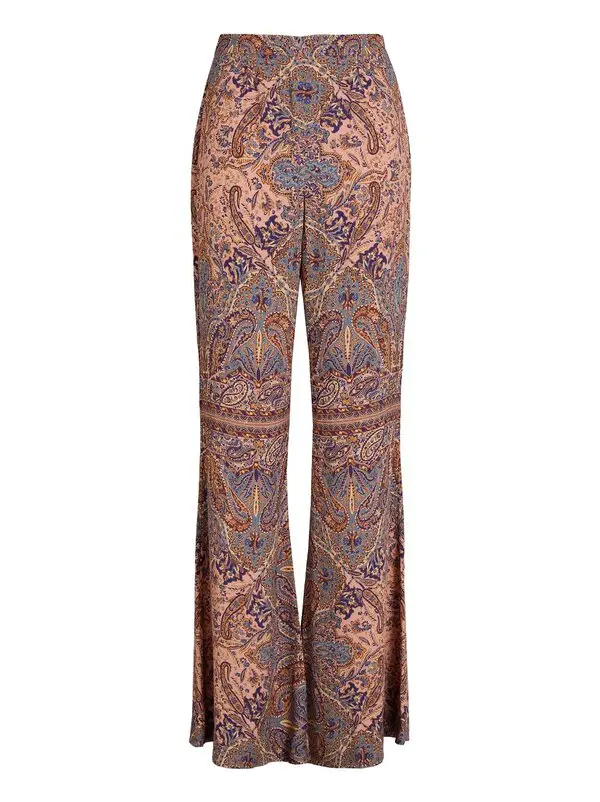 Zimmermann Paisley-print Crepe Flared Pants - Antique Rose