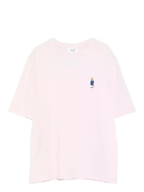Maison Kitsuné Fox-embroidered Cotton T-shirt - Pink