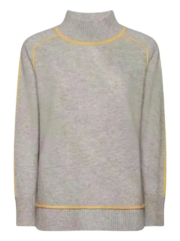 ELENA MIRO` High-neck Sweater With Contrast Details - Grey