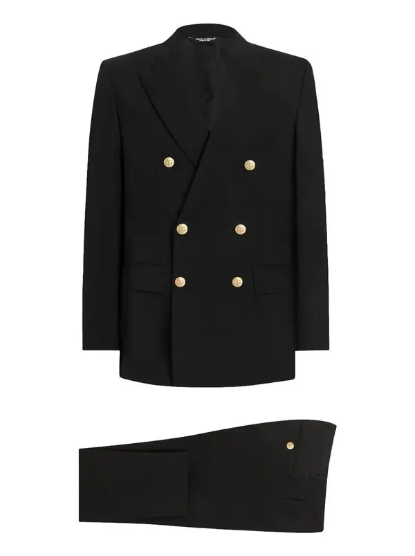 Dolce & Gabbana Martini-fit Gold-button Double-breasted Suit - Black