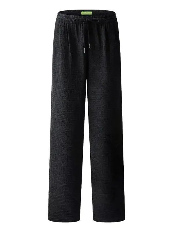 Shanghai Tang Textured Trousers With Drawstring Waistband - Black