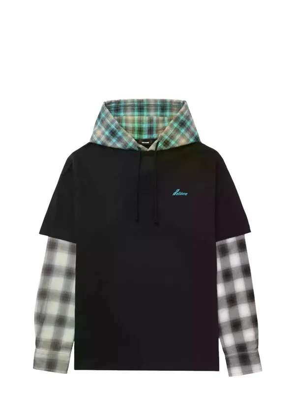 We11Done Cotton Sweatshirt With Plaid Inserts - Black