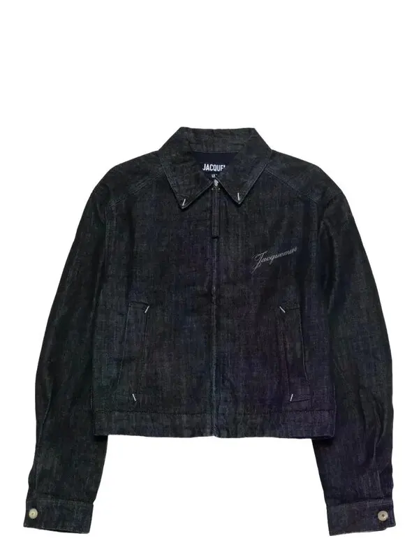 Jacquemus Cotton Laser Logo Print Zip Up Jacket - Blue