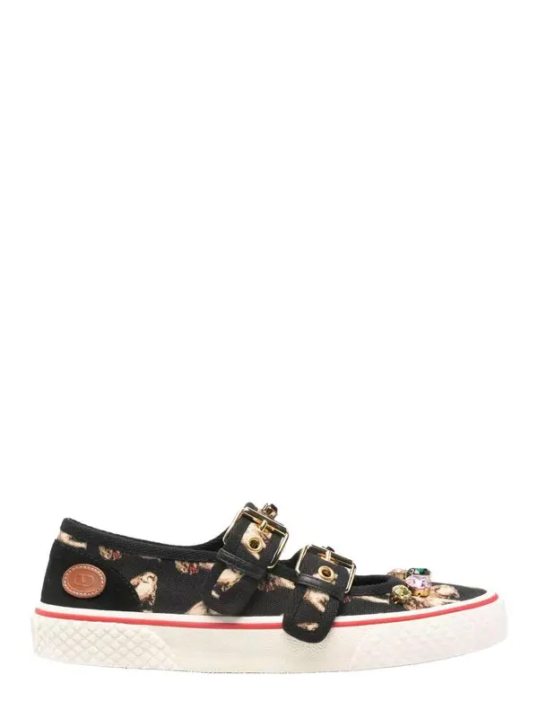 Valentino Garavani Double-buckle Slip-on Ballerina Sneakers - Black