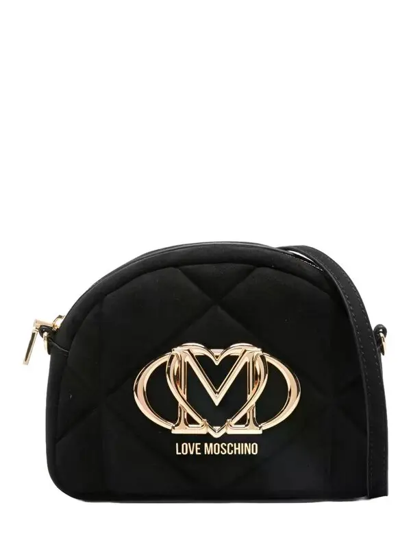 Moschino Quilted Cross Body Bag With Logo Plaque - Black