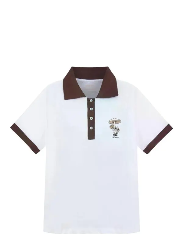 Isolda Mushroom-embroidered Polo Shirt - White