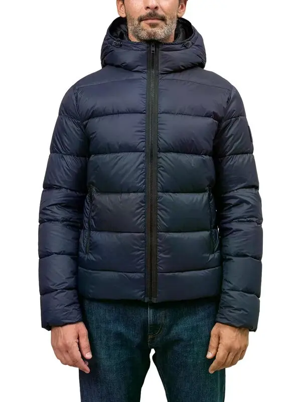 FAY Quilted Hooded Coat - Blue