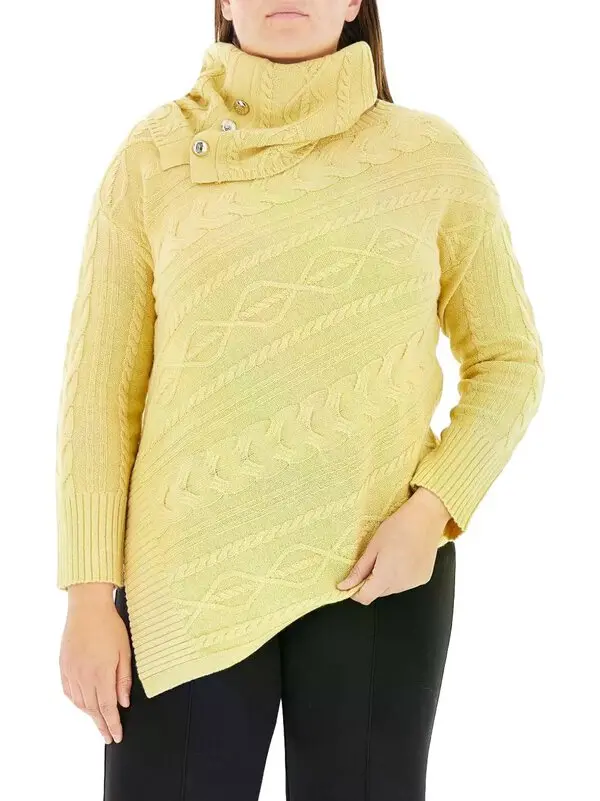 ELENA MIRO` Cable-knit High-neck Sweater - Yellow