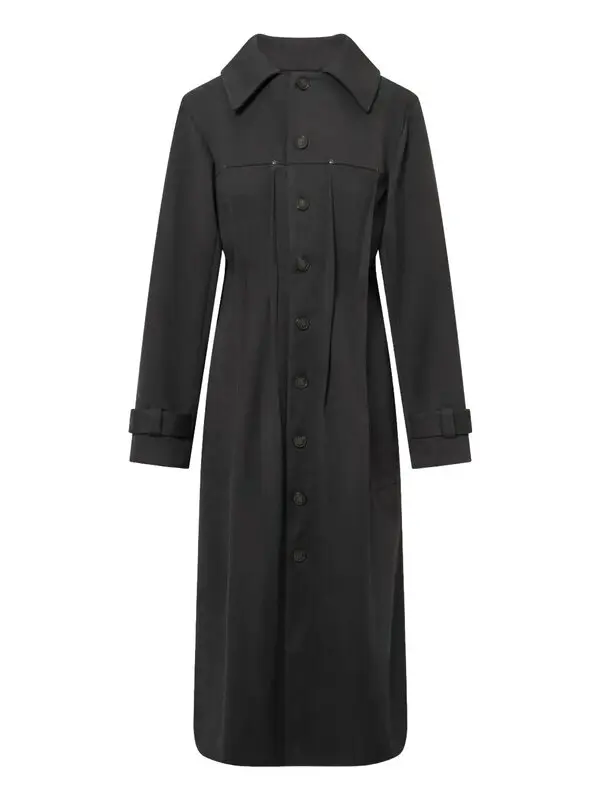 ELENA VELEZ Pleated Button-fastening Coat - Black