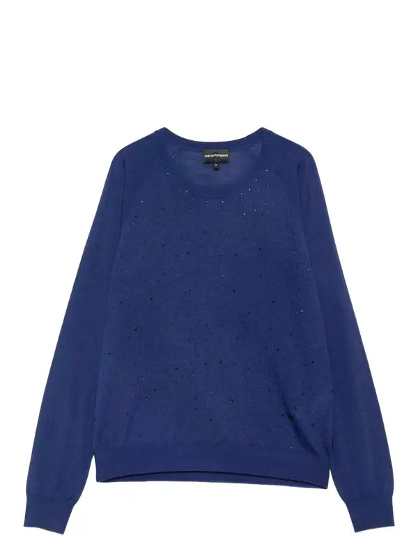 Emporio Armani Embellished Wool Sweater - Blue