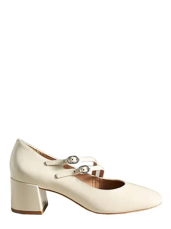 Maeve Asymmetric Strap Mary Janes - White