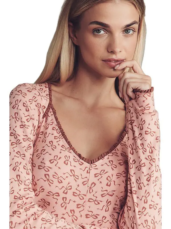 Maeve Lace V-neck Top - Pink