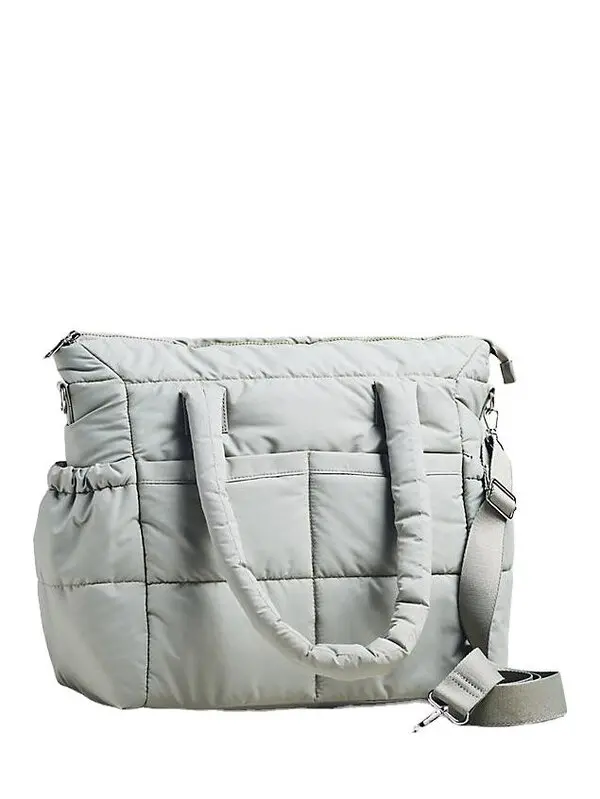 URBAN EXPRESSIONS Quilted Puffer Jetsetter Tote - Light Grey