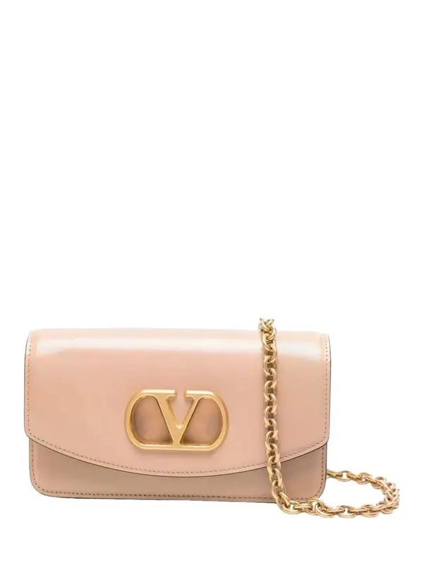 Valentino Garavani Vlogo Signature Leather Shoulder Bag - Neutrals