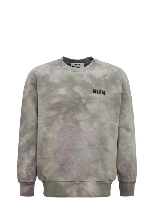 MSGM Tie-dye Print Logo-embroidered Sweatshirt - Grey
