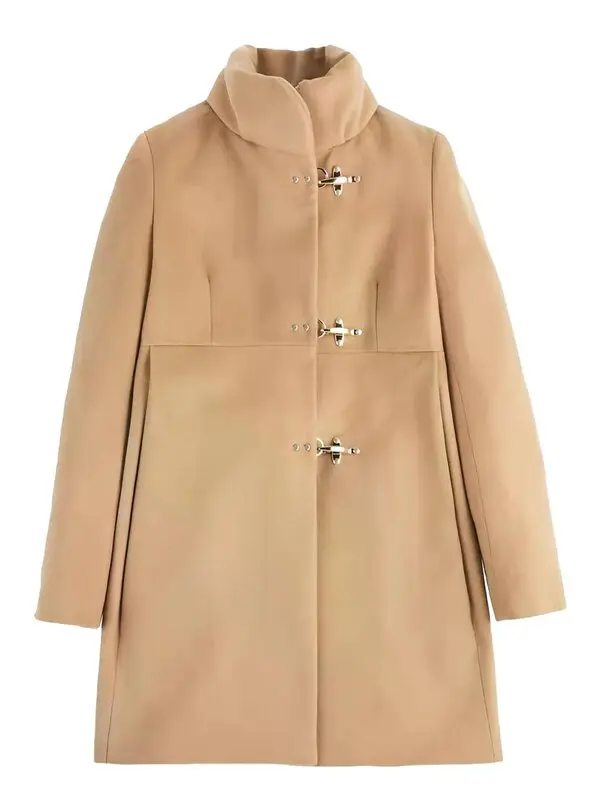 FAY High-neck Toggle-fastening Coat - Neutrals