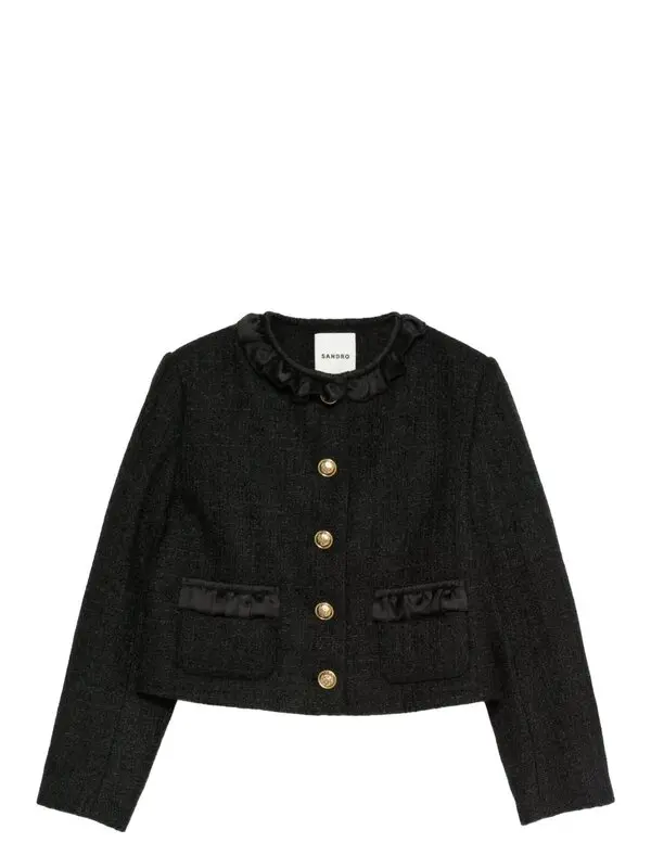 Sandro Ruffle Embellished Blazer - Black