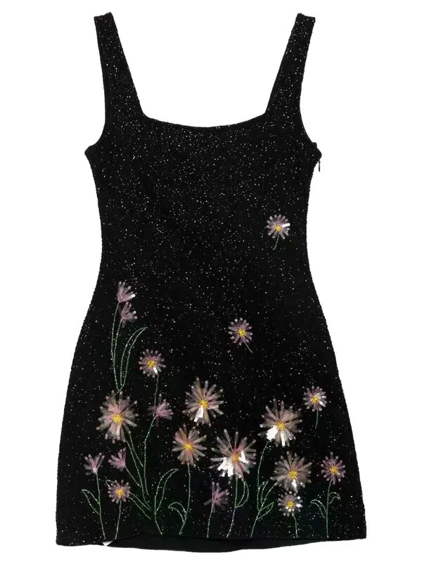 Staud Sequin-embellished Floral Mini Dress - Black