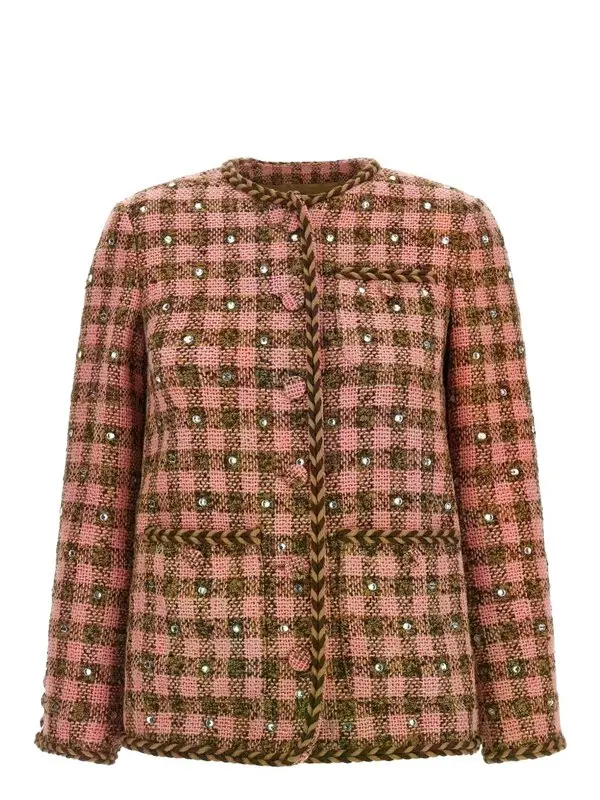 Giuseppe Di Morabito Rhinestone Gingham Blazer - Pink