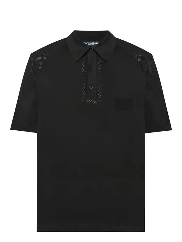 Dolce & Gabbana Raglan-sleeve Mesh-panel Polo Shirt - Black