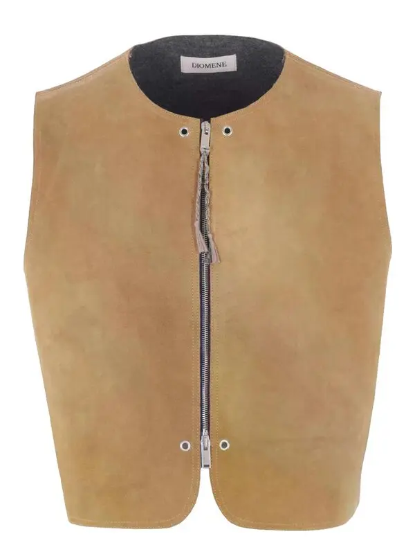 DIOMENE Suede Zip Vest - Brown