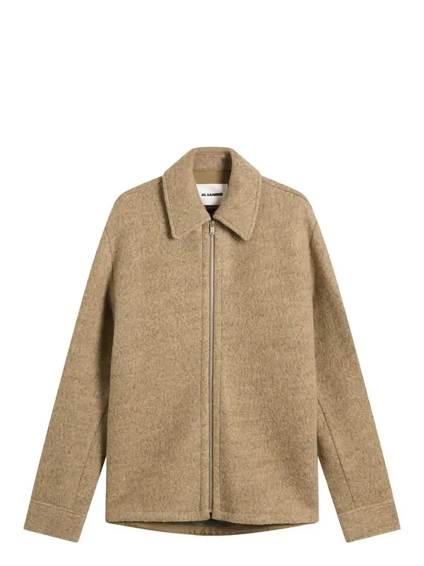 JIL SANDER Felted Wool Melange Zip Up - Fern