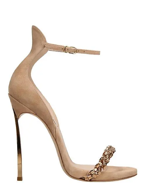 Casadei Starsway Blade 120 Suede Heeled Sandals - Bronze