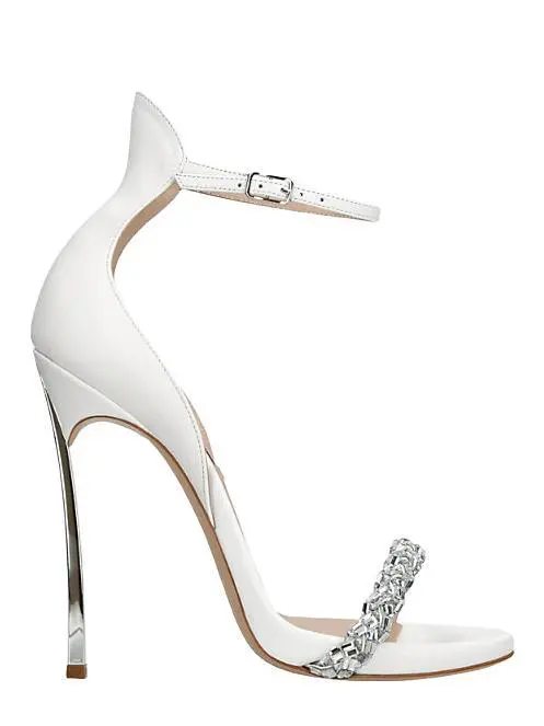 Casadei Starsway Blade 120 Leather Heeled Sandals - White