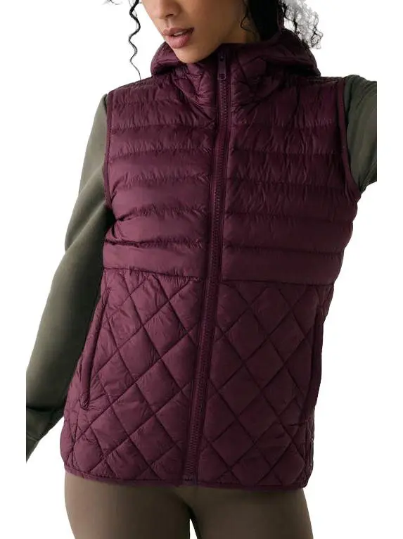 LOLE The Base Water Repellent Insulated Hooded Vest - Dark Cherry