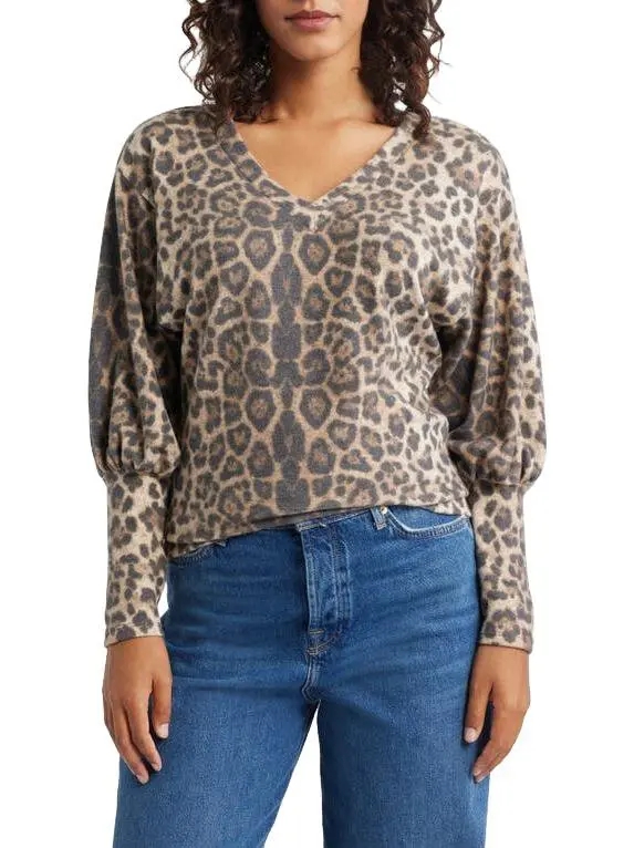 Loveappella Brushed Jersey Top - Brown