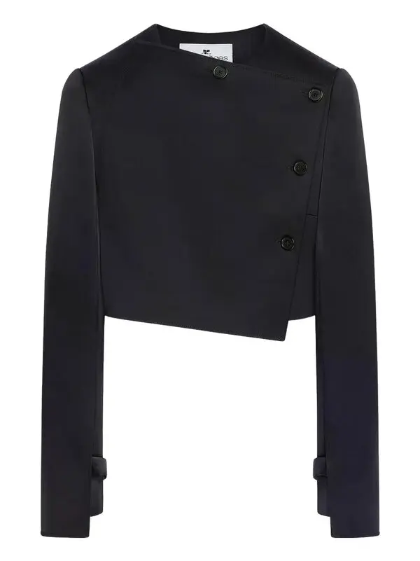 COURREGES Oblique Satin Tailored Jacket - Black