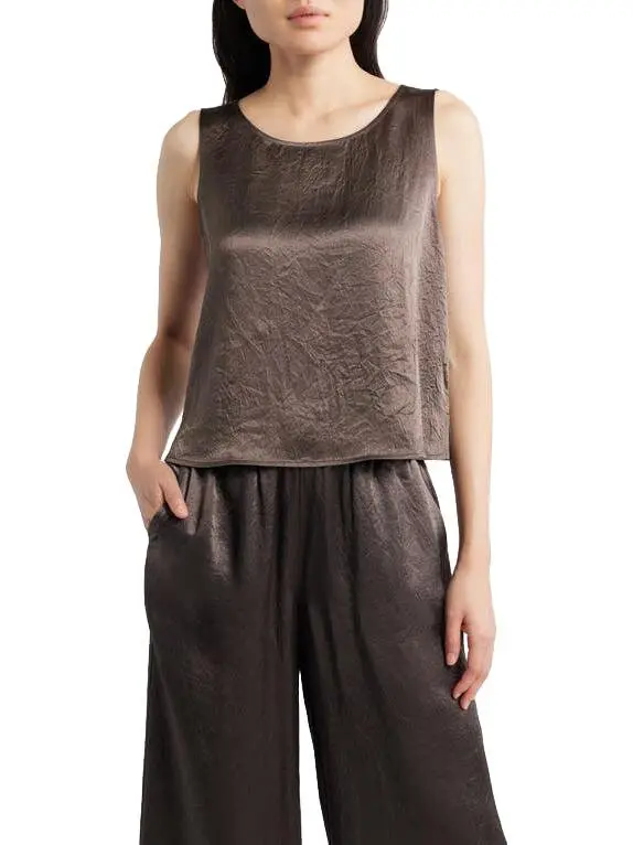 Eileen Fisher Crinkle Satin Shell Top - Rye