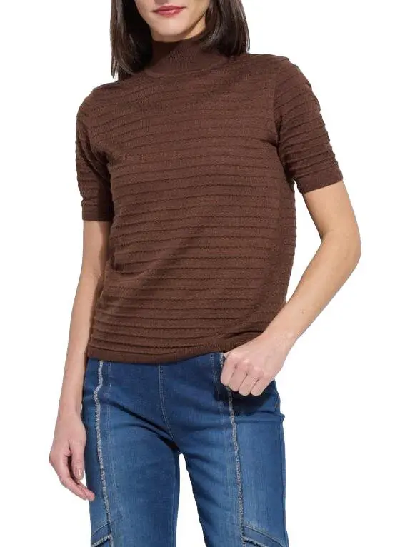 Lyssé Lottie Mock Neck Short Sleeve Sweater - Polished Wood