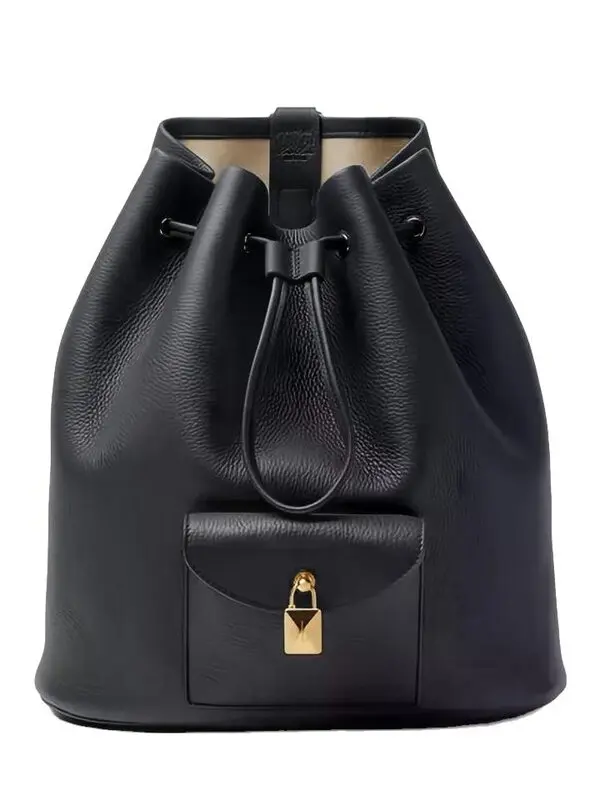Loro Piana Leather Drawstring Backpack - Black