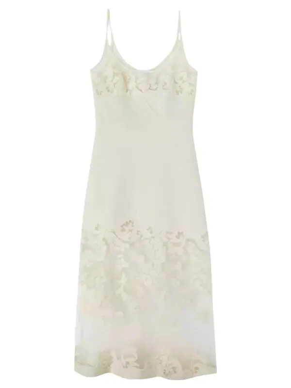 Ermanno Scervino Floral Lace Overlay Midi Dress - White