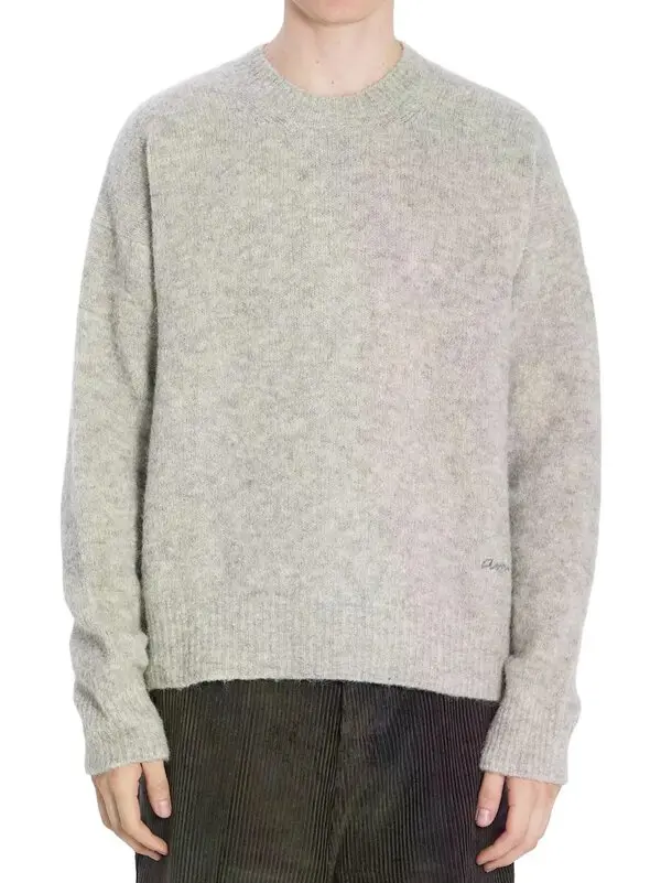 Ami Ribbed Crewneck Sweater - Grey