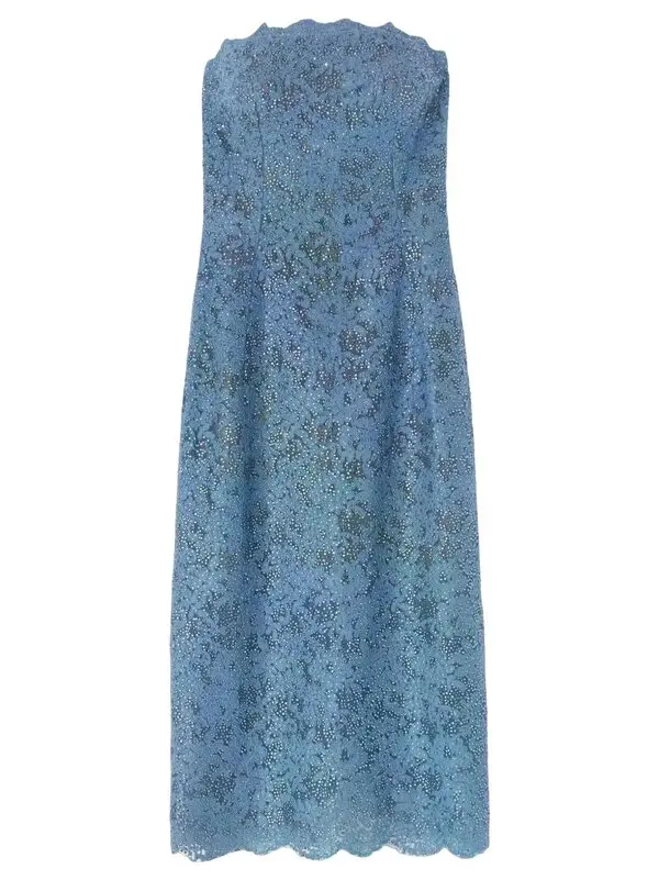 Ermanno Scervino Macramé-lace Crystal-embellished Midi Dress - Blue
