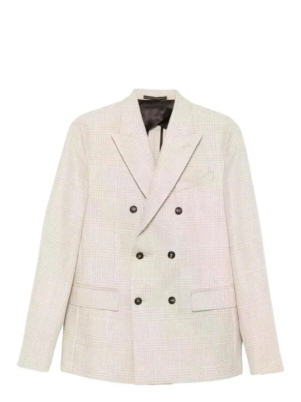Incotex Checked Double-breasted Blazer - Neutrals