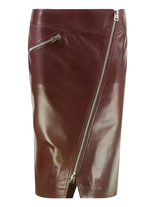 TOM FORD Leather Zip-pocket Skirt - Red